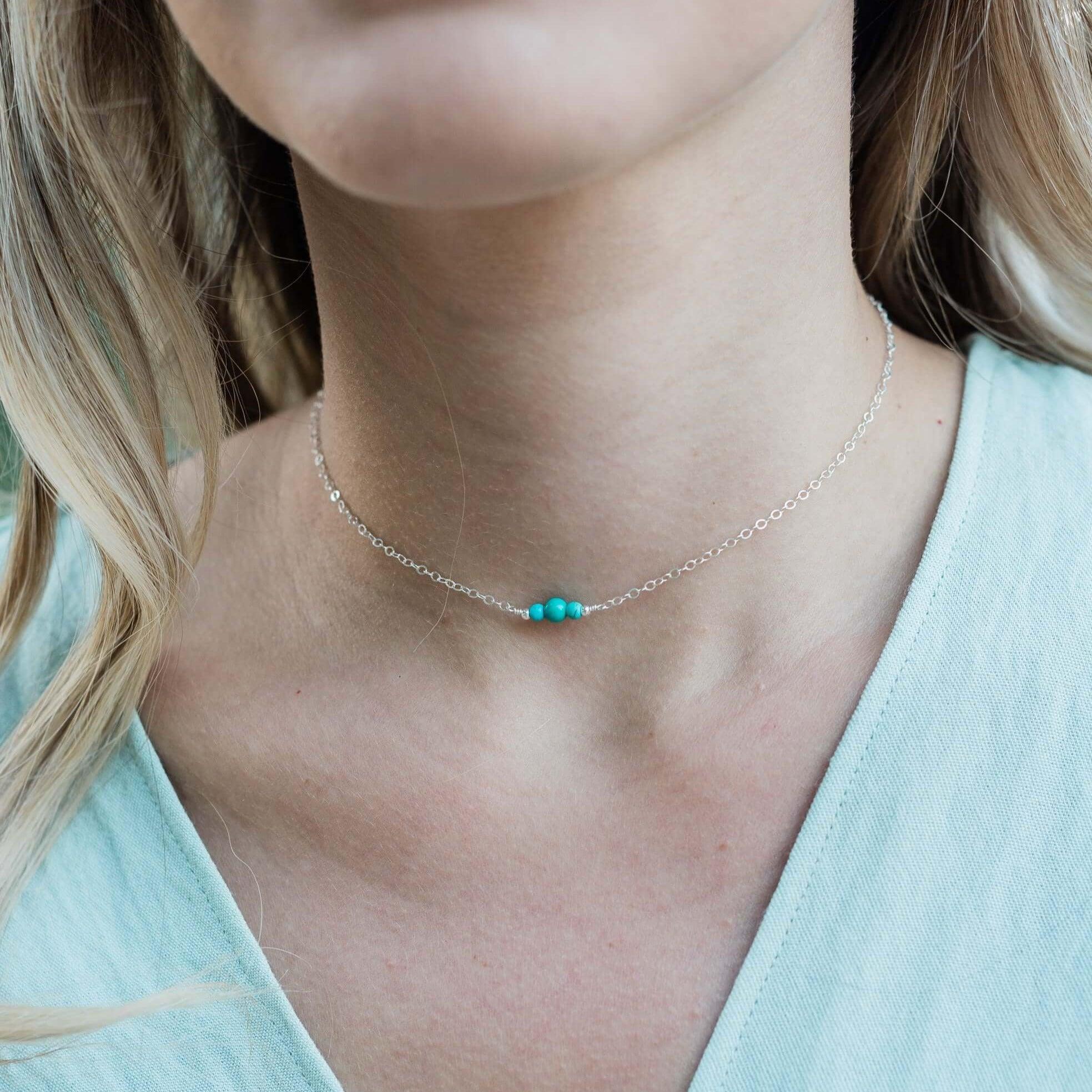 Dainty Turquoise Gemstone Choker Necklace Luna Tide
